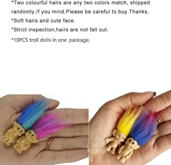 10PCS Mini Troll Dolls, PVC Vintage Trolls Lucky Doll Mini Action ...