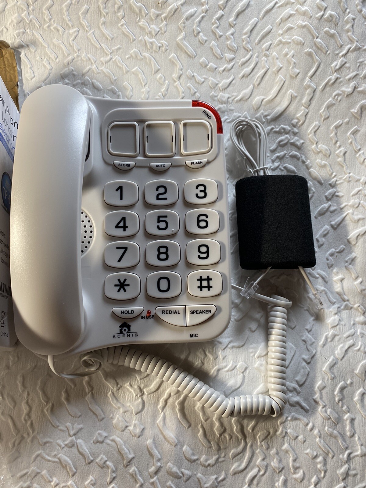 Acenis Terry Phone Large Number Big Button Telephone Handset White ...