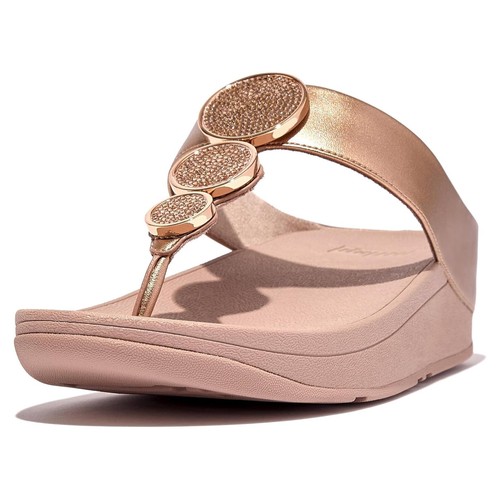 FitFlop™ Women's Halo Bead-Circle Metallic Toe-Post Sandals - Rose Gold ...