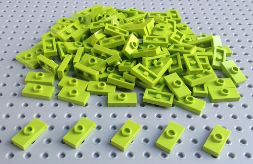Lego Lime Green 1x2 Plate 'Jumper' (3794 / 15573) x15 a set BRAND NEW ...
