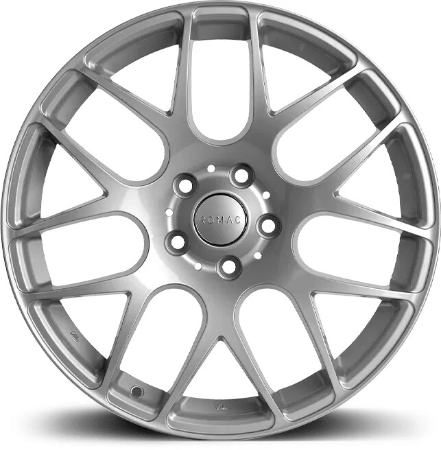 4 X ROMAC RADIUM ALLOY WHEEL CENTRE CAPS PLUS BADGES (SILVER) (58MM ...