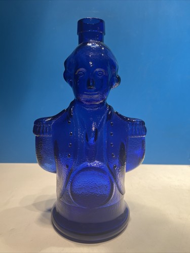 Charles Jacquin Cobalt Blue George Washington Glass Empty Liquor Bottle ...