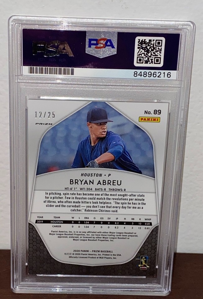 2020 Panini Prizm Burgundy Cracked Ice #89 Signed Auto Bryan Abreu -25 ...