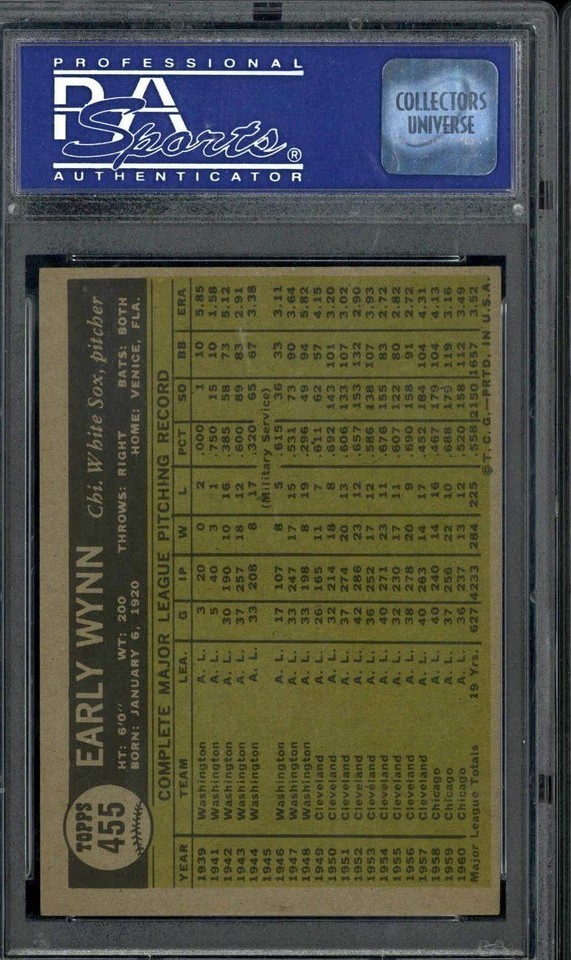 1961 Topps #455 Early Wynn - PSA 8 | eBay