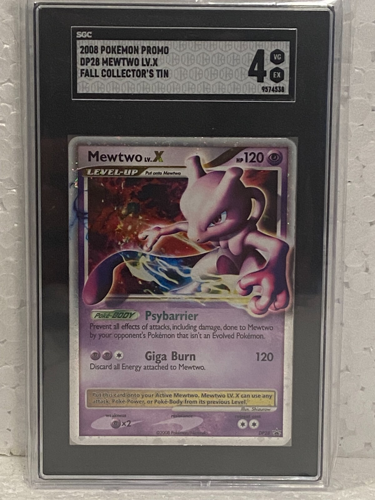 2008 POKEMON PROMO - MEWTWO LV.X - FALL COLLECTOR'S TIN - GRADED SGC 4 ...