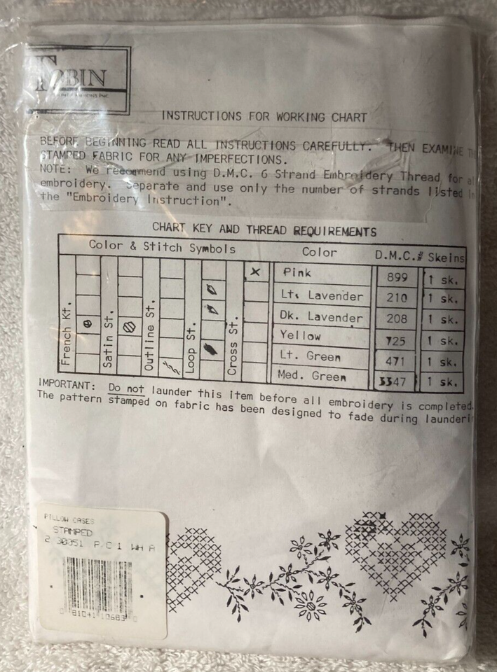 Tobin~ one Pair of permanent press stamped pillow cases for embroidery ...