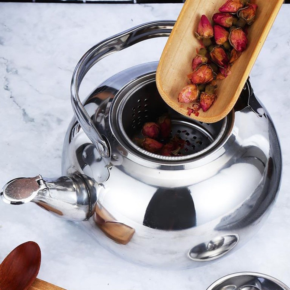 Stainless Steel Tea Kettle Water Boiler Metal Tea Pot with Strainer ...