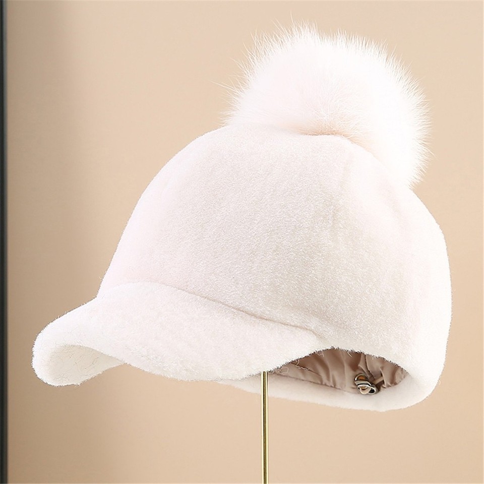 100% Real Sheep Fur Hat Thicken Winter Warm Baseball Cap for Fashion ...