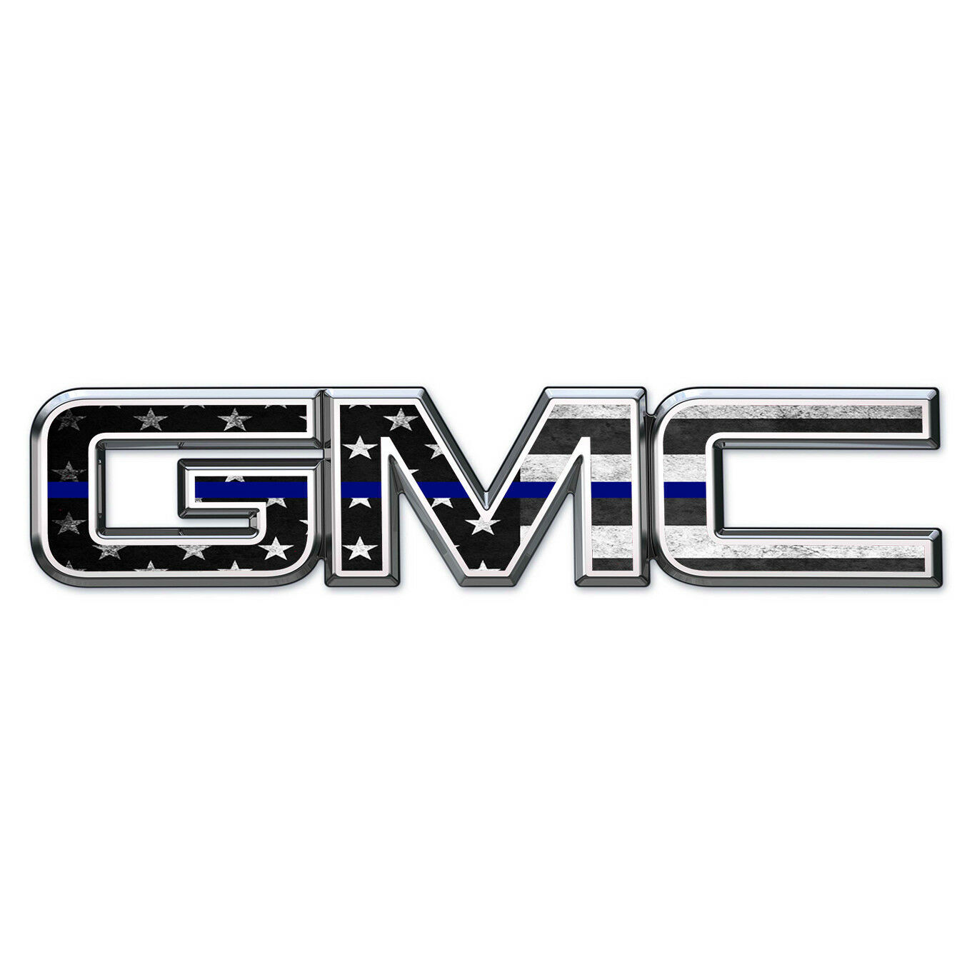 CJ 07-17 GMC Sierra Yukon THIN BLUE AMERICAN FLAG Front Grill Emblem ...