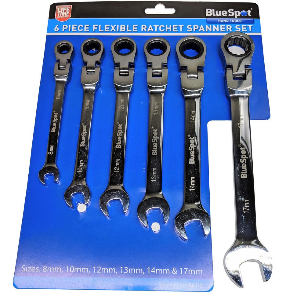 6 Piece Flex Ratchet Spanner Set. Ratcheting Wrench Spanners with ...