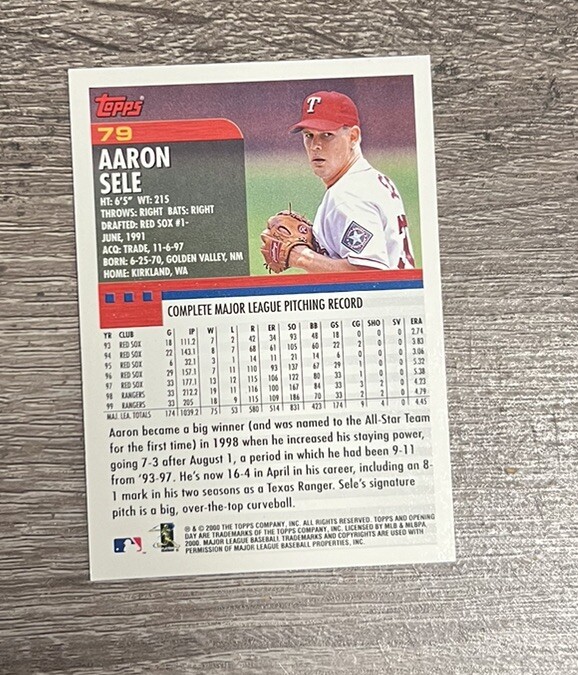 2000 Topps Opening Day Aaron Sele #79 Texas Rangers Baseball Card | eBay