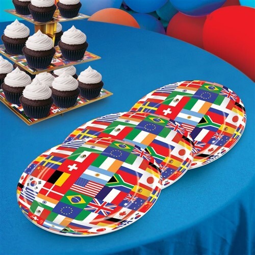 International Flags 9 Inch Paper Plates 8 Pack Olympics Travel Party ...