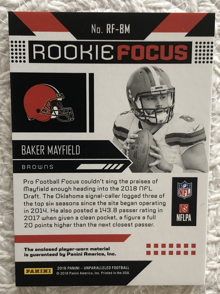 Baker Mayfield 2018 Rookie Focus Jersey Refractor Rookie Card🔥 | eBay