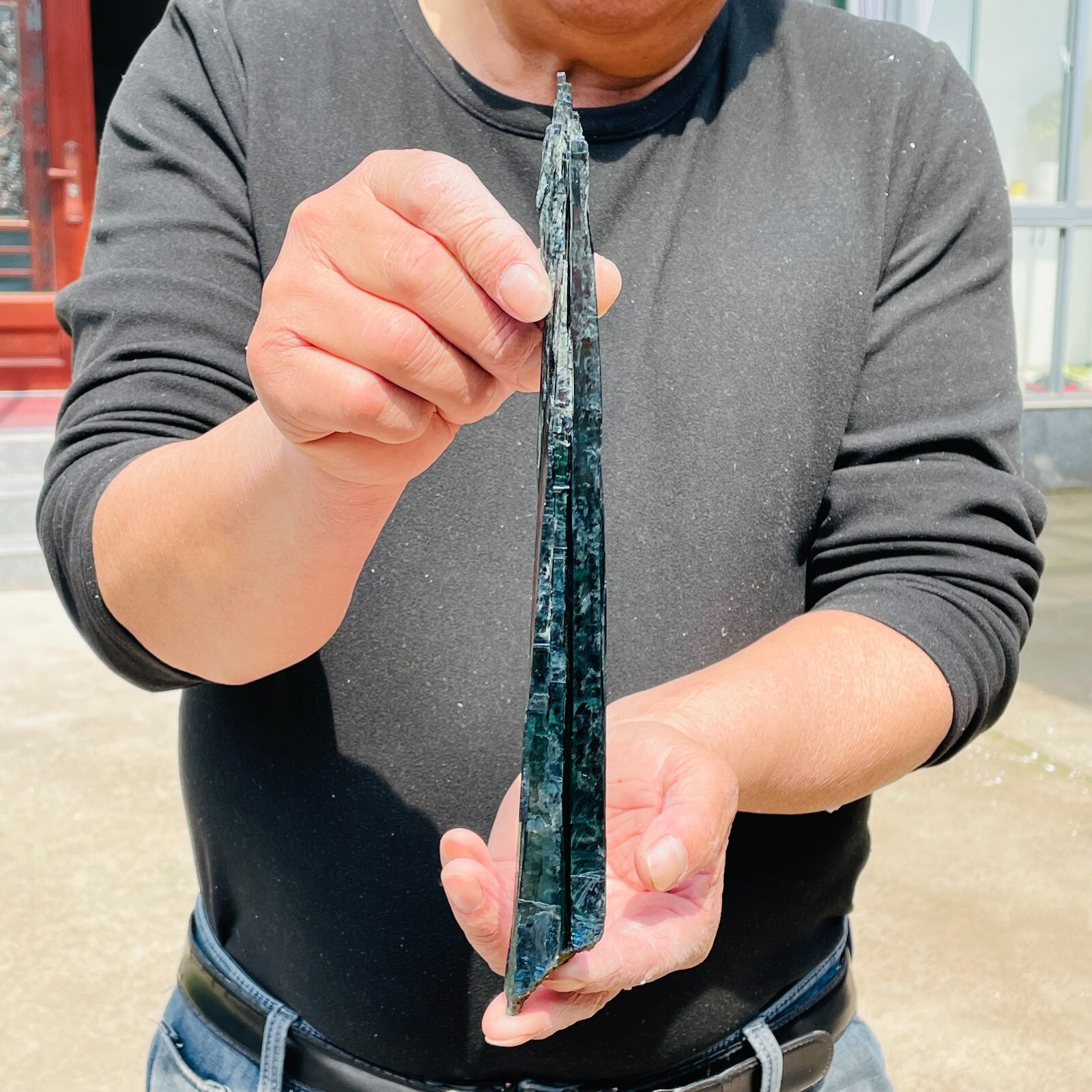 176g Long Natural Blue Vivianite Quartz Crystal Hydrous Iron Phosphate ...