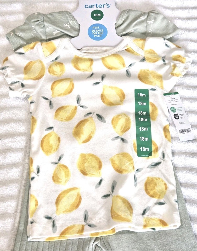 NWT Girl's Carter Baby 4pc Layette Set 18M. Lemons & Butterfly (4 ...