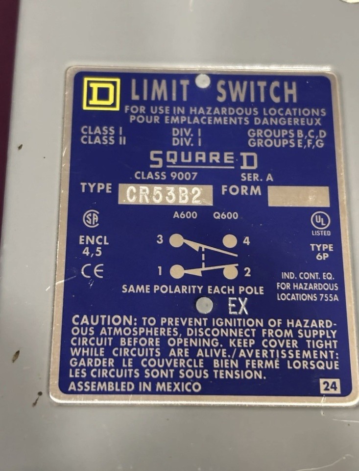 9007CR53B2 - Telemecanique 600V 10A 1-Pole Rotary Actuated Limit Switch ...