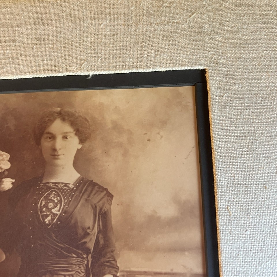 VTG Photograph Sepia Tone Pretty Young Woman Linen Matte Unframed 11 By ...