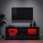 130cm Black TV Unit Cabinet LED Light High Gloss Entertainment Set ...
