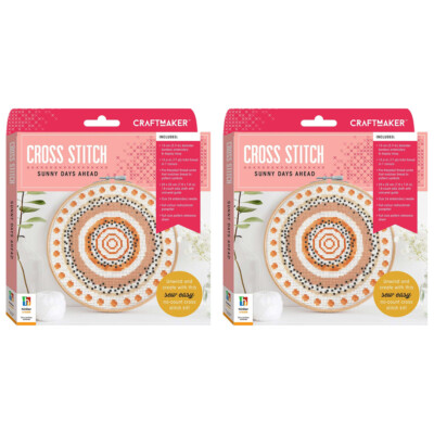 2x Craft Maker Cross-stitch Kit: Sunny Days Ahead Art/Craft Set Hobby ...