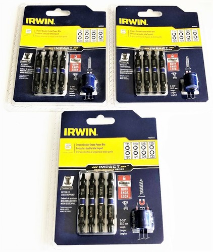 3 IRWIN 5pc IMPACT TORX DOUBLE END SCREW DRIVER BIT SETS T15 T20 T25 ...