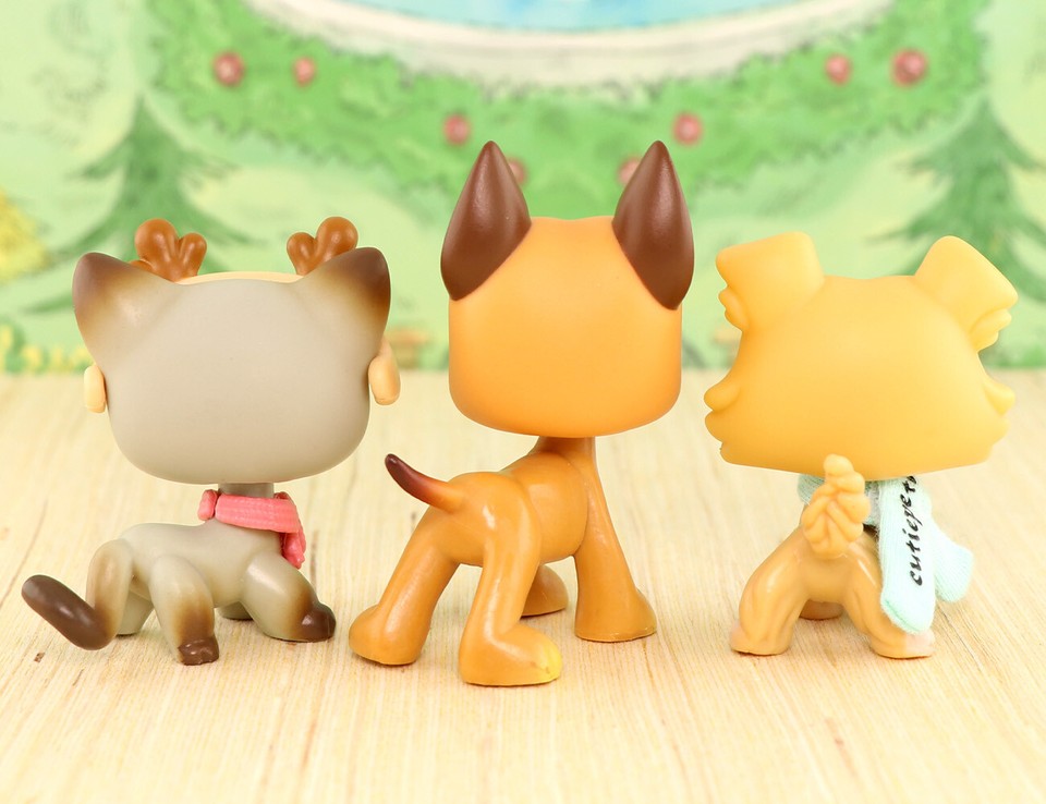 3pcs lps Grey Shorthair Cat #391 Blond Collie #272 Great Dane #244 lps ...