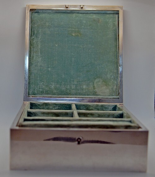 KERR Sterling Jewelry Box with Enamel of Leda and the Swan sg D ...