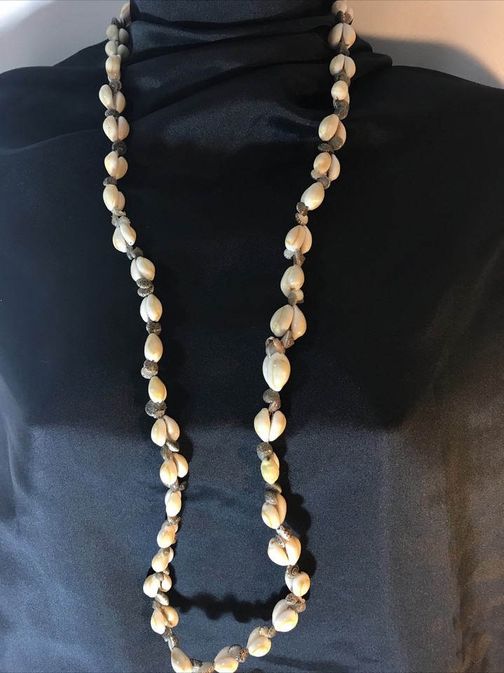 Shell Necklace 36" Hawaiian Vintage VISCO Lei Fertility Cowrie Snail ...