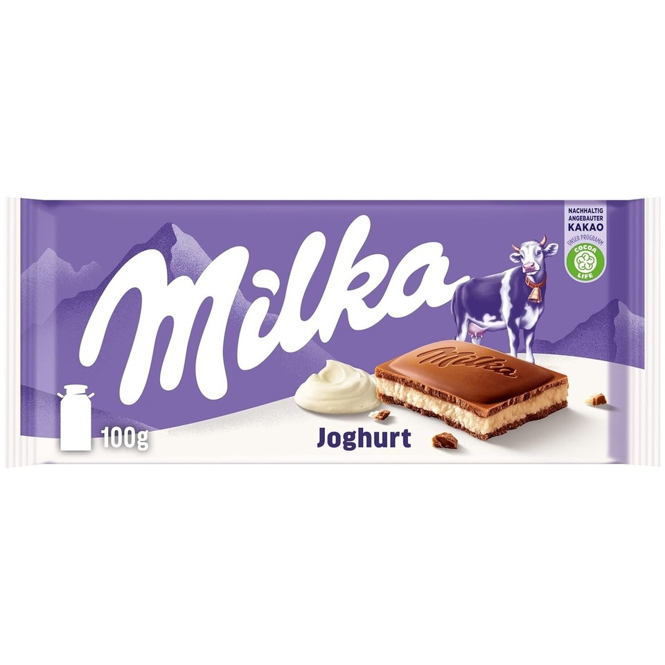 (Pack of 23) Milka Alpine Milk Yoghurt Joghurt Chocolate Bars 23x100g ...
