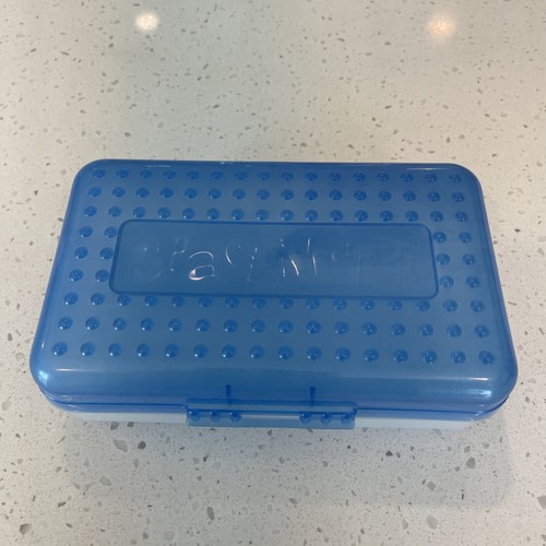 Vintage Spacemaker Pencil Box Blue Frosted Clear Plastic | eBay