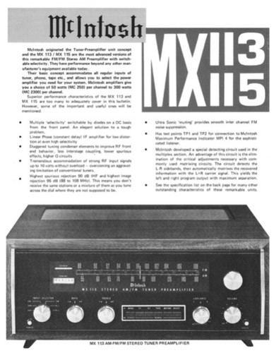 McIntosh MX113 Stereo Tuner Preamplifier for sale online | eBay