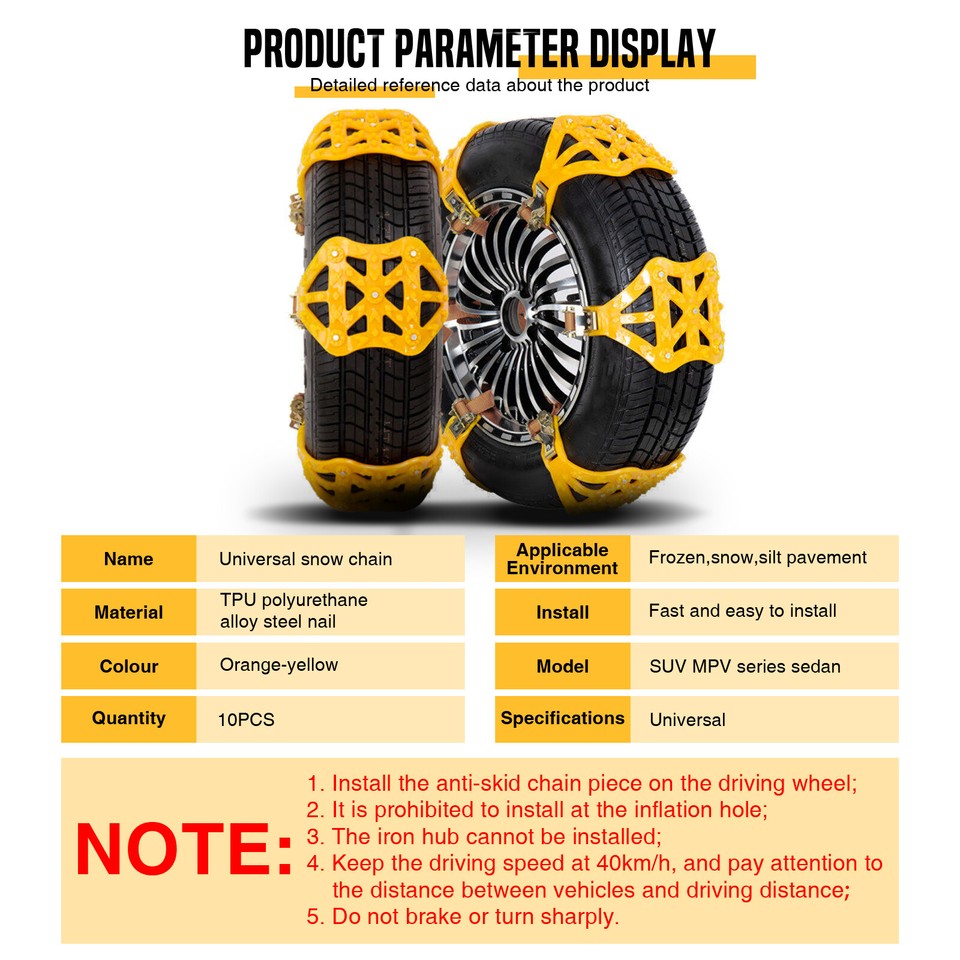 For Subaru Outback 10x Wheel Tire Chains Snow Mud Anti-Skid Adjustable ...