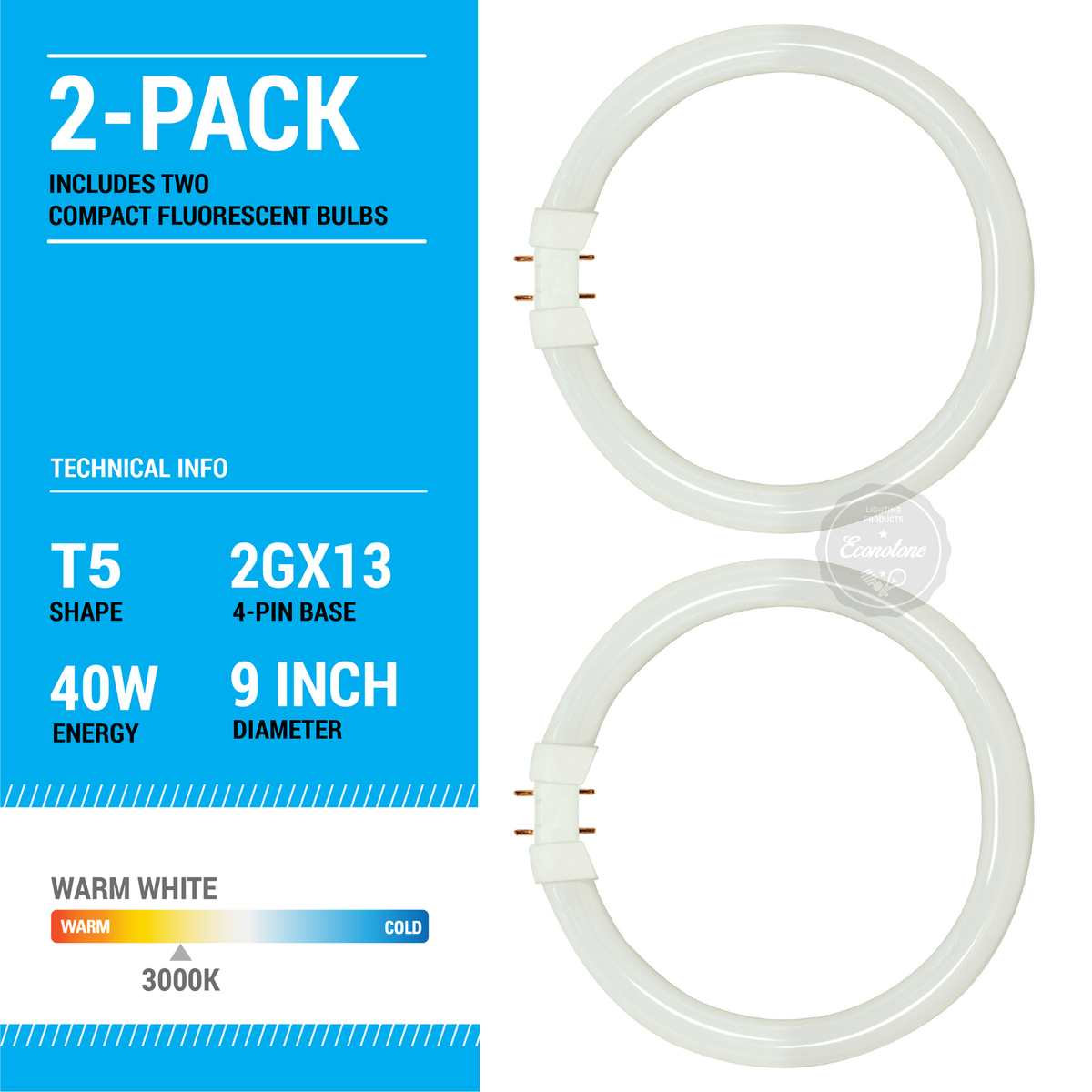 2 Pin Circular Fluorescent Bulbs CHKADAWA FCL30/30K Circular