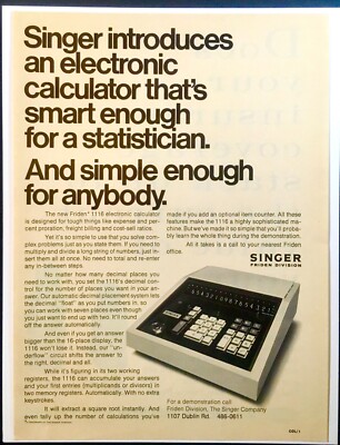 1971 Singer Electronic Calculator Friden 1116 vintage PRINT AD ...
