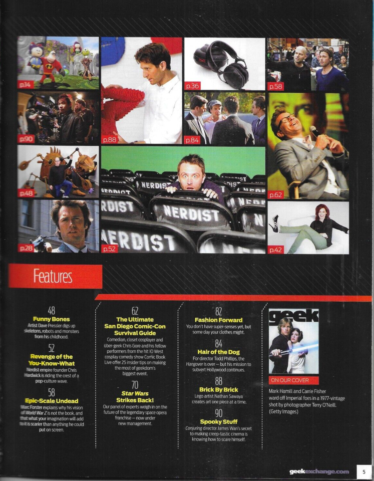 Geek Magazine Star Wars Carrie Fisher Mark Hamill World War Z Chris ...