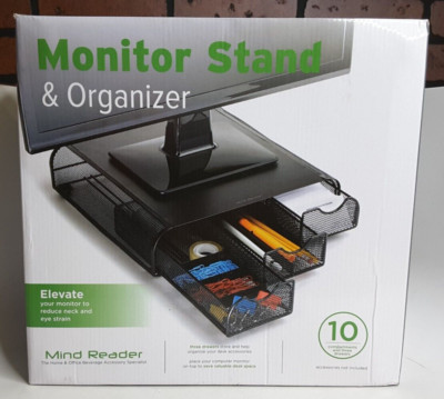 Mind Reader Perch Monitor Stand and Desk Organizer, Black | eBay