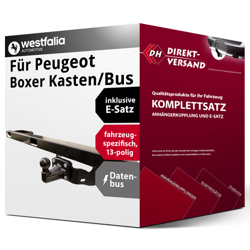 Für Boxer Kasten/Bus Typ 250 Anhängerkupplung starr + E-Satz 13pol AHK ...