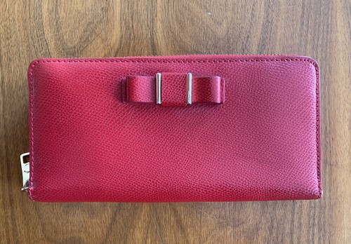 Coach Bow Crossgrain Leather Accordion Zip Around Wallet Red | eBay