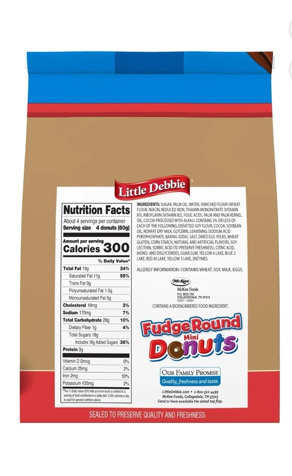 🟣 New Little Debbie Mini Donuts Double Chocolate Fudge Round Icing Box ...