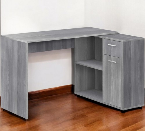 34" Gray L Shape Computer Desk With Two Drawers | eBay