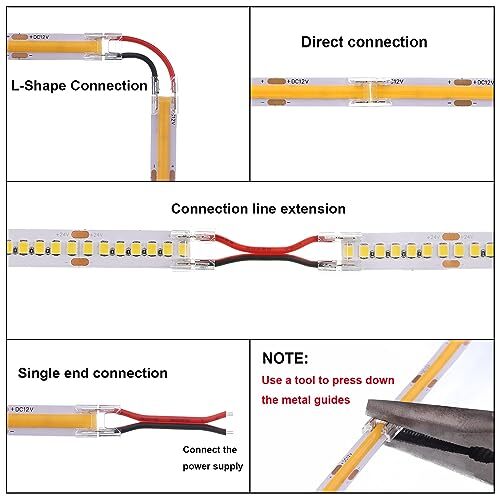 COB LED Connector 2 Pin 10mm Kit 20pcs Solderless I Shape Connectors ...