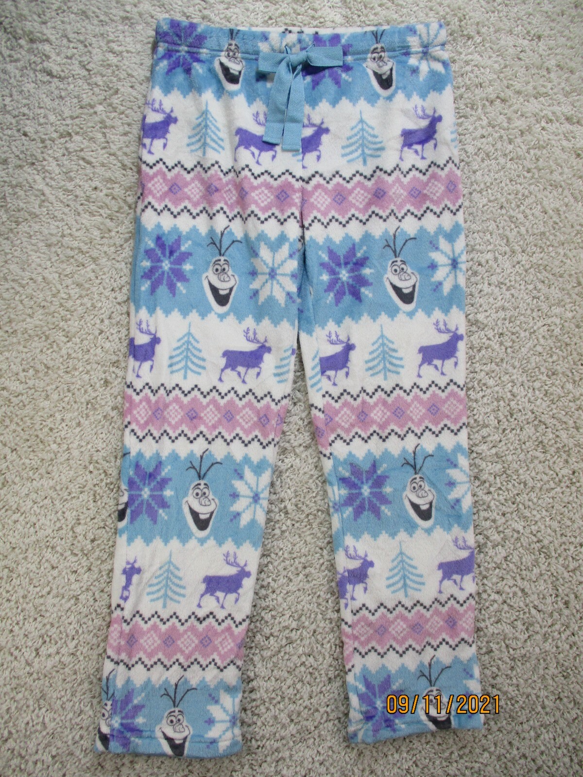 Frozen Olaf Pajama Pants Women Medium White Drawstrin… - Gem