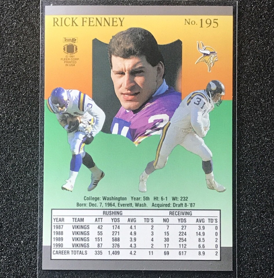 1991 Fleer Ultra Rick Fenney #195 Minnesota Vikings | eBay