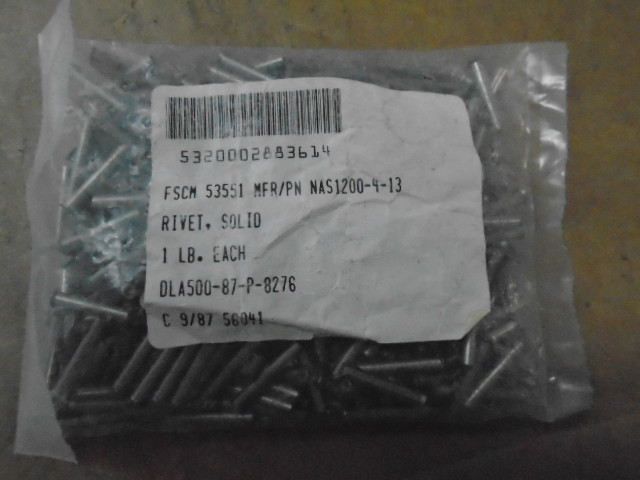 ONE POUND IRON ALLOY AEROSPACE RIVET P/N: NAS1200-4-13 -NEW SURPLUS | eBay