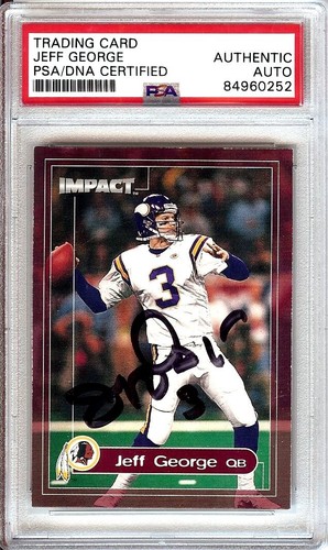 Jeff George 2000 Fleer Impact Hand Signed Autograph Washington #28 PSA ...