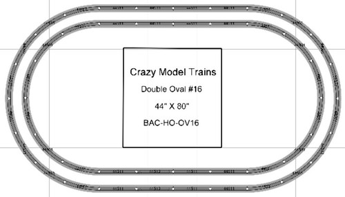 Bachmann E-Z Track HO Scale Double Oval #16 Basic Train Track Set - 44 ...