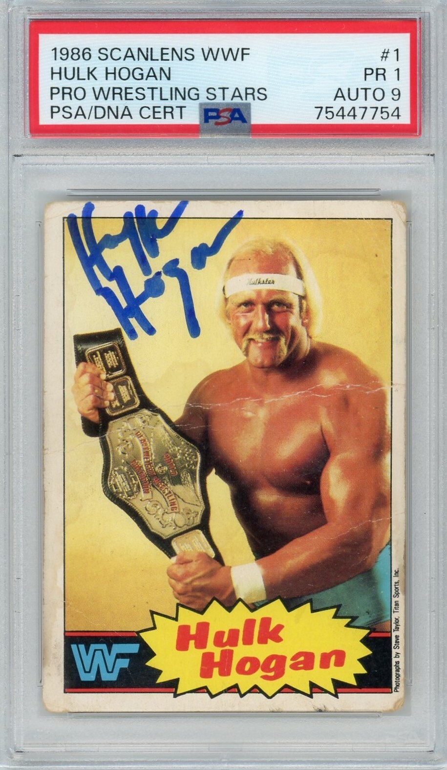 Hulk Hogan 1986 Scanlens WWF #1 RC Autograph PSA 1 Auto 9 RARE | eBay