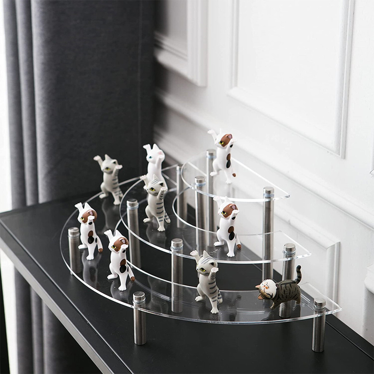 Acrylic Risers Display Stand 3 Tier Clear Cupcake Holder Half Moon ...