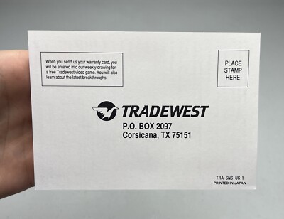 SNES Tradewest Warranty Registration & Free Drawing Card Insert TRA-SNS ...