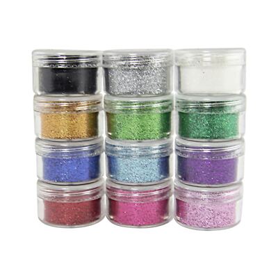 Set of 12 Large 10g Cosmetic Grade Assorted Glitter Pots Premium Fine ...