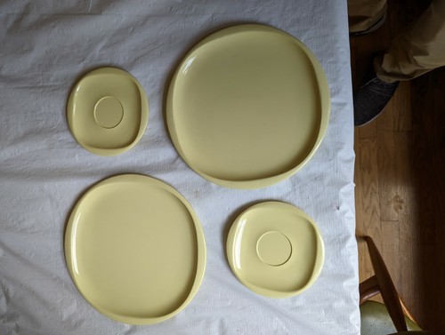 Set of 8 Boontonware 1102-10 Plates and 8 1202-6 Saucers Blue Yellow ...